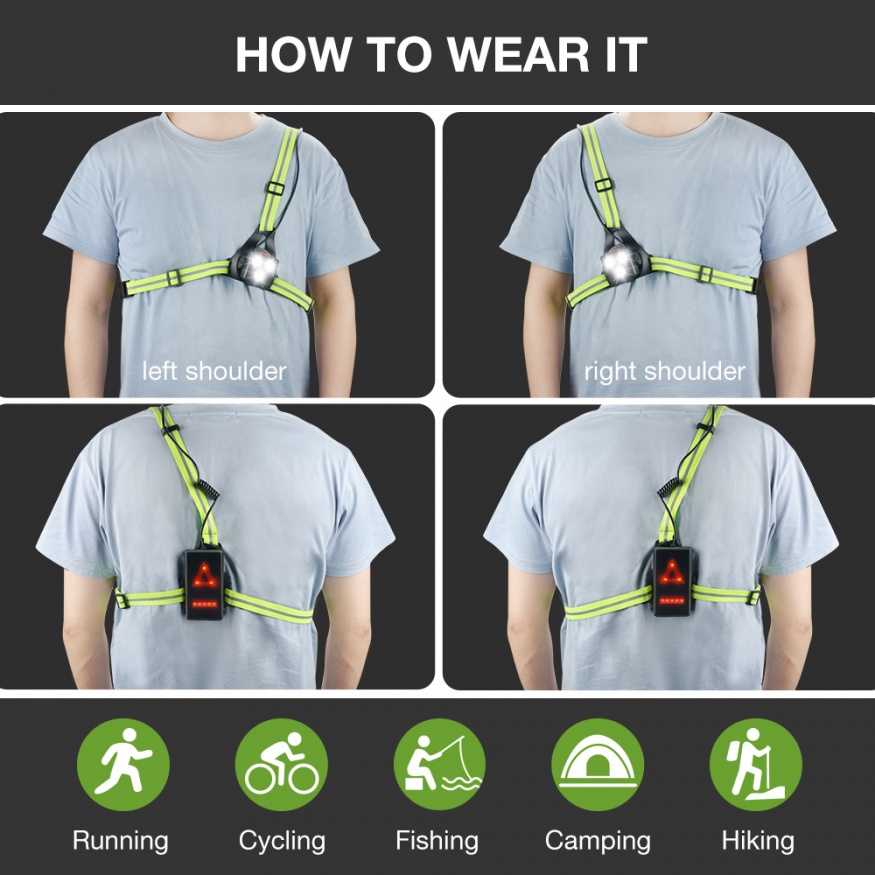 4R High Viz LED Running Chest Light | 500 Lumens| Hi-Viz Yellow ...
